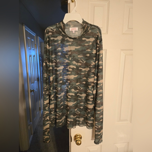 Jess Lea | Tops | Jess Lea Camouflage Long Sleeve Mesh Layering Top ...